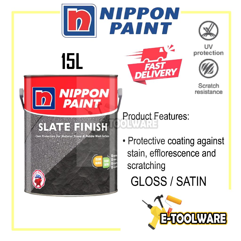 15L Nippon Paint Slate Finish (Gloss / Satin) | Shopee Malaysia