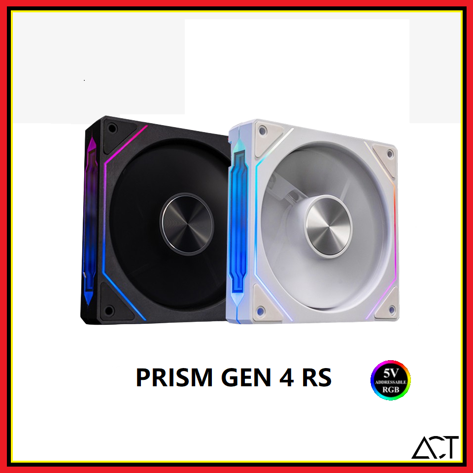 Prism 4RS Black / White 5V ARGB 3Pin PWM 12CM Casing Fan Reverse ...