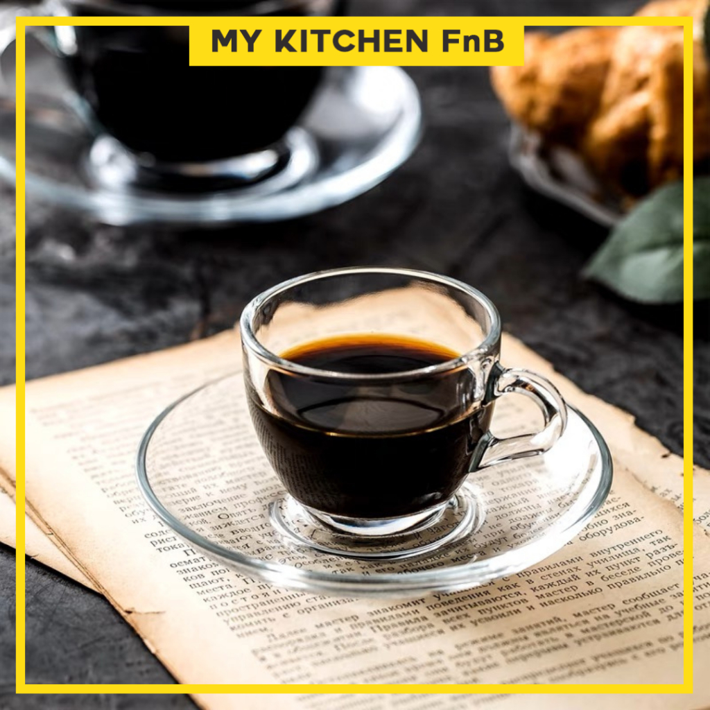 [Kitchen FnB] Transparent Cup and Saucer Glass Cup Coffee Tea Cup ...