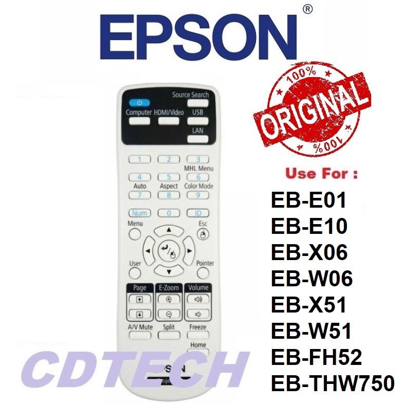 Original Epson Projector Remote Control EB-E10 EB-E01 EB-X06 EB-W06 EB ...
