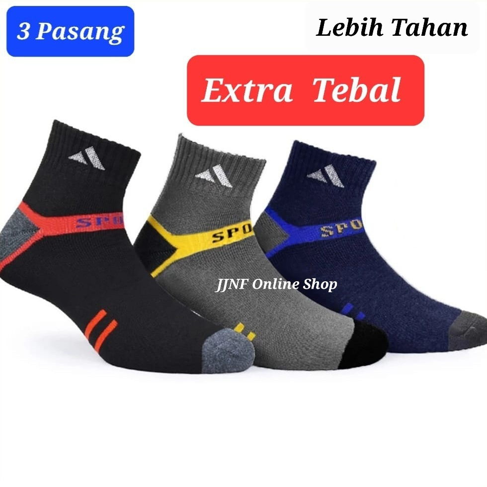 (3 Pairs)-STOKIN TEBAL KERJA SOCKS WORK STOKING SPORT RUNNING Cotton ...