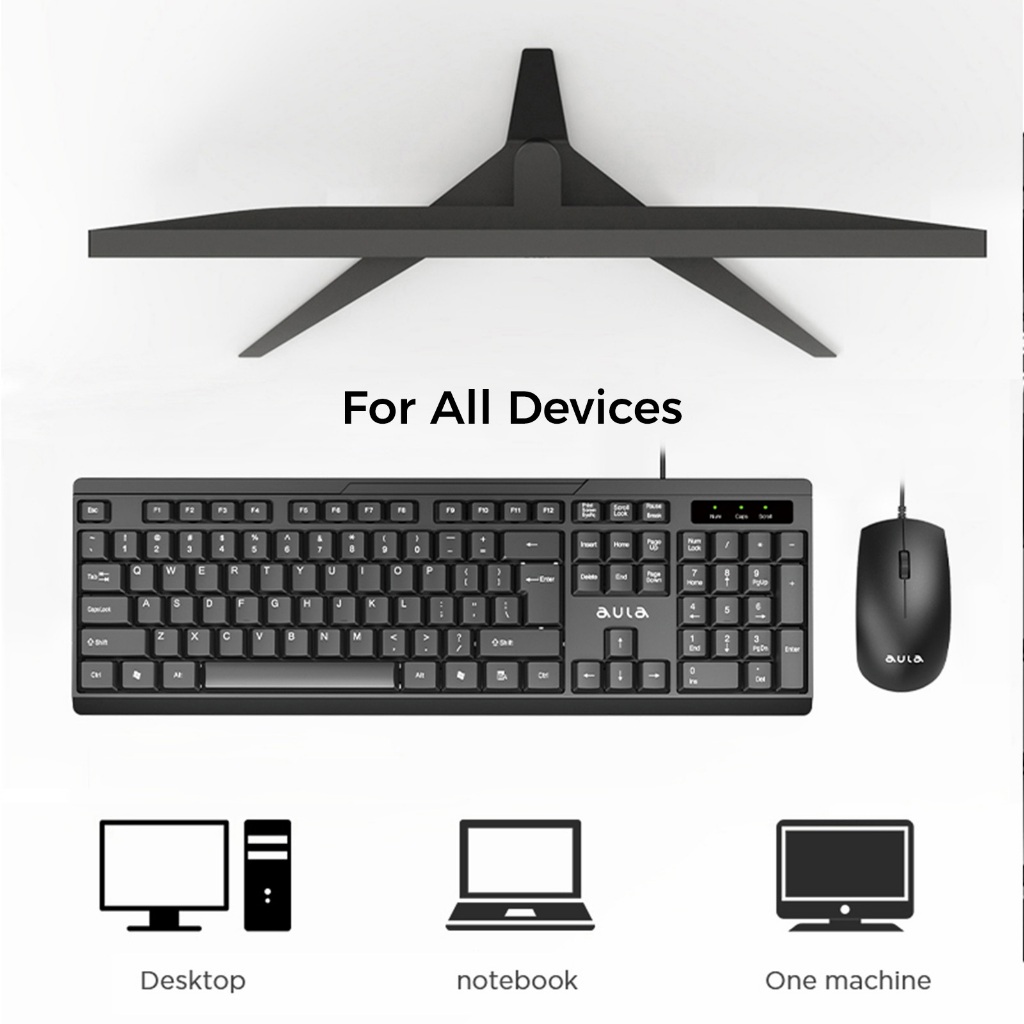 AULA AC101 Wired Keyboard Mouse Combo for PC Desktop Laptop Work Office ...