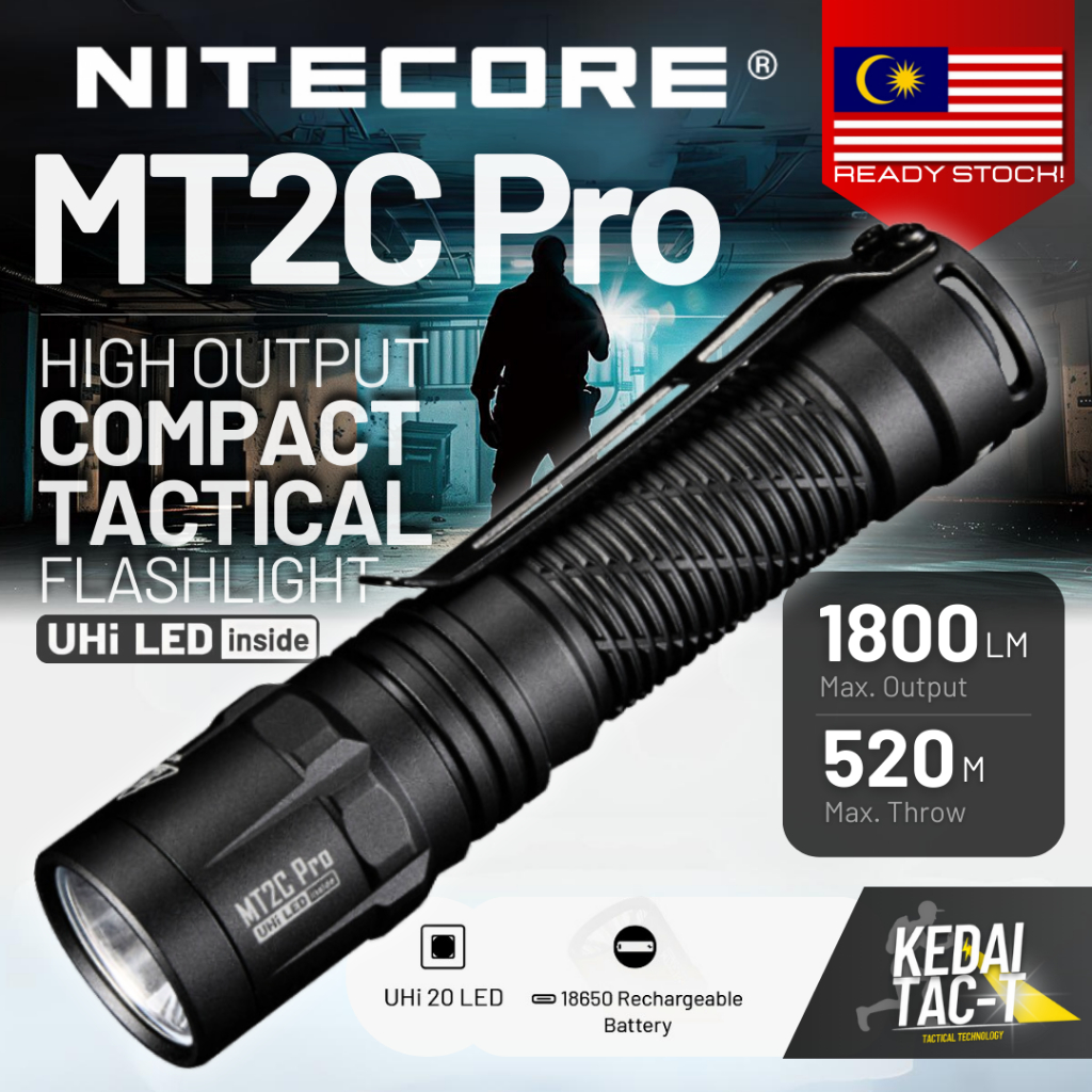NITECORE MT2C Pro - UHi LED - 1800 Lumen High Output Compact EDC Flashlight - ORIGINAL - Ready ...
