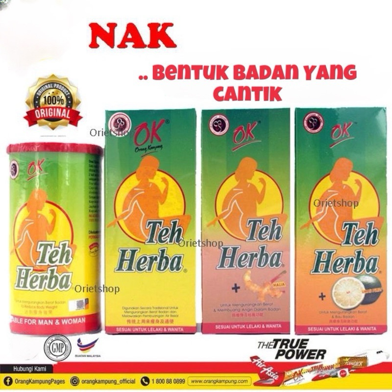ORANG KAMPUNG TEH HERBA 25sac ASLI/HALIA/LIMAU / BOTTLE 100G+ | Shopee ...