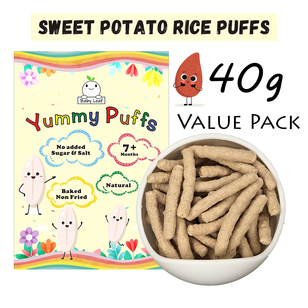 Baby Leaf Baby Leafy Yummy Puffs Sweet Potato Exp. 12/2025 Rice Stick ...