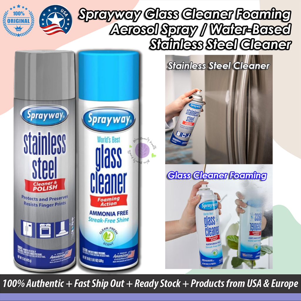 Sprayway Water-Based Stainless Steel Cleaner, Sprayway Glass Cleaner ...