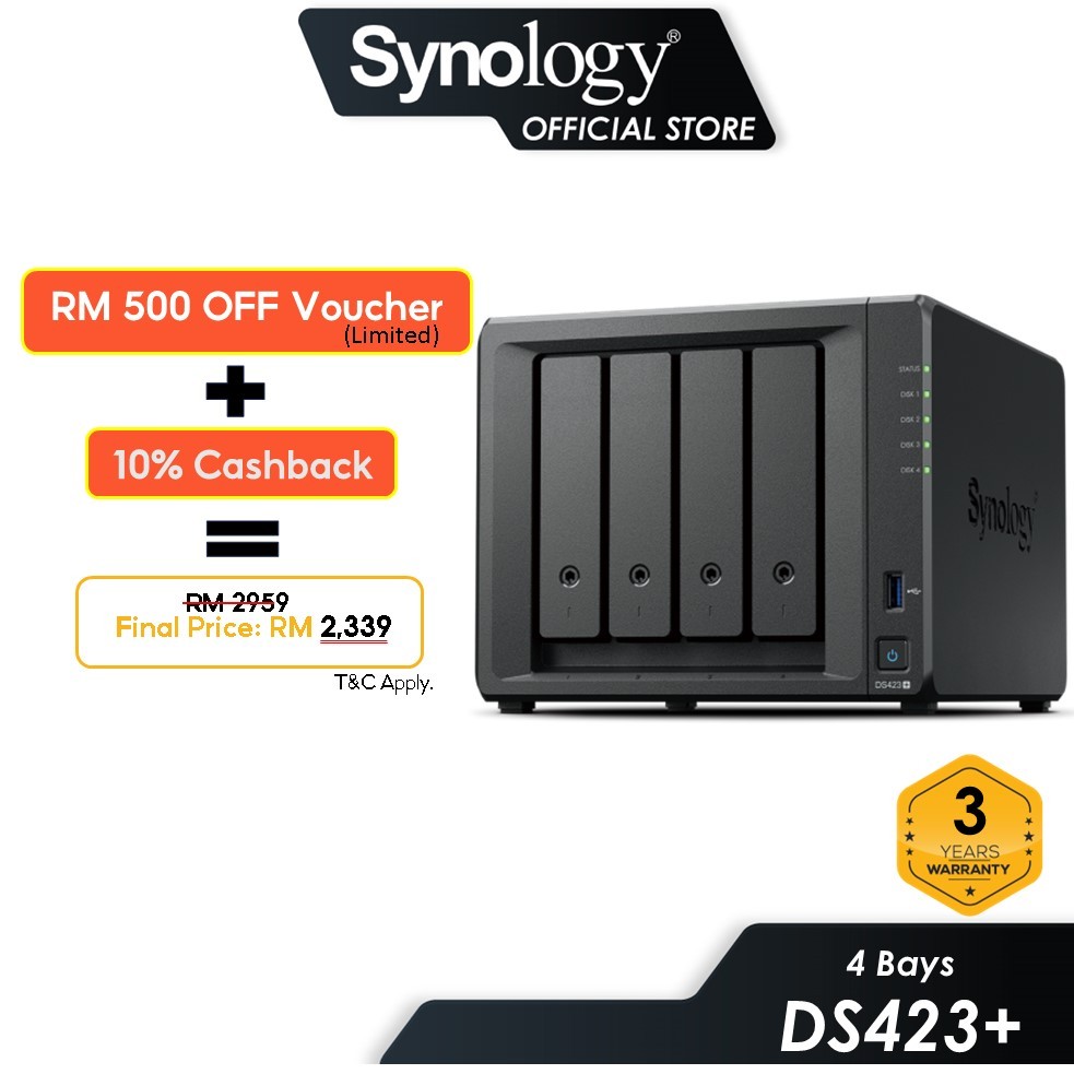 Synology DS423+ NAS DiskStation 4-Bays NAS with Dual-Core Processor Data Backup Storage | Shopee ...