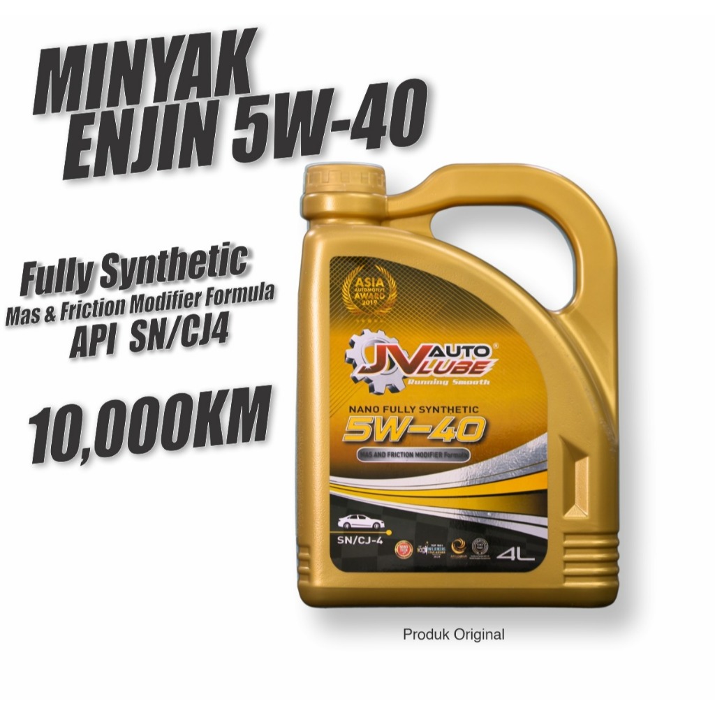 JVAutolube Engine Oil 5W-40 Fully Synthetic & MAS and Friction Modifier ...
