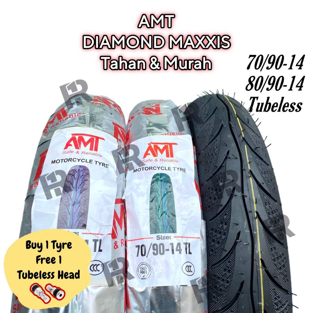 70/90-14 80/90-14 Diamond Maxxis AMT Tayar Tubeless Best Quality Budget ...