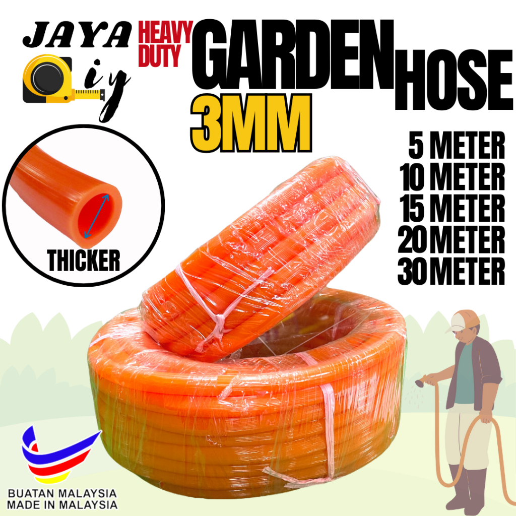 1 ROLL THICK [3mm] LOCAL Orange Garden Hose / Paip Getah Hos Getah ...