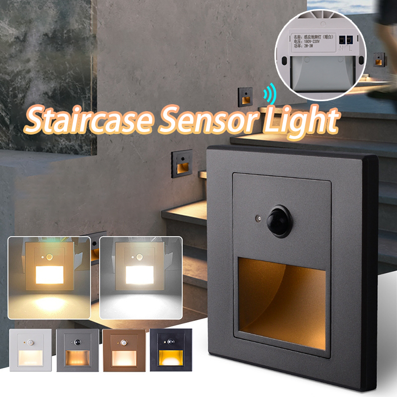 LED Lamp Sensor Intelligent Wall Light Recessed Control+PIR Motion ...