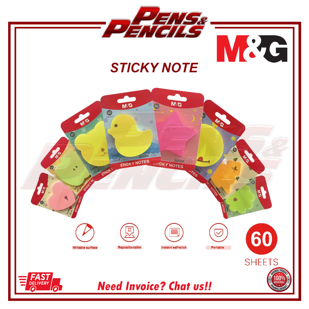 M&G Sticky Notes Fluorescent Color Cute Shape Sticky Note 60 Sheets 71 ...