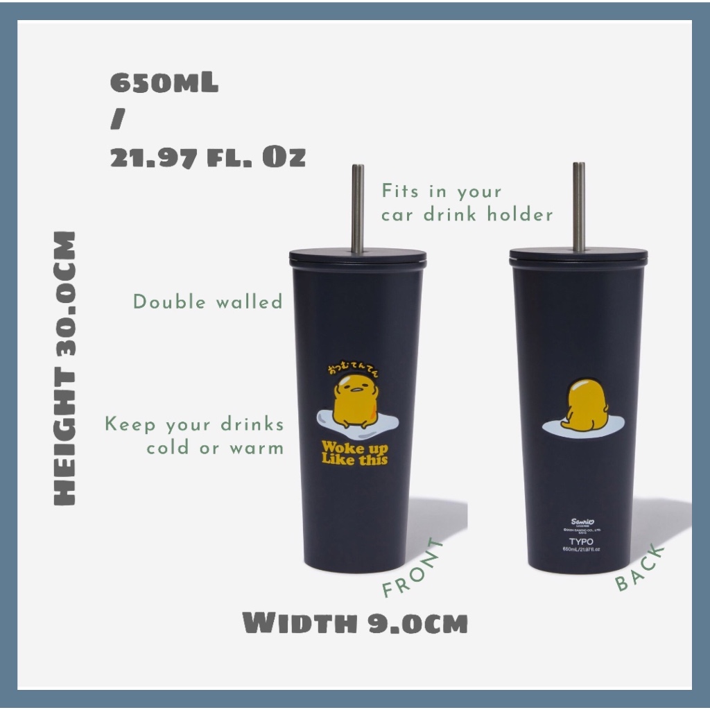 TYPO x Gudetama Tumbler / Typo Metal Smoothie Cup / Stainless Steel ...