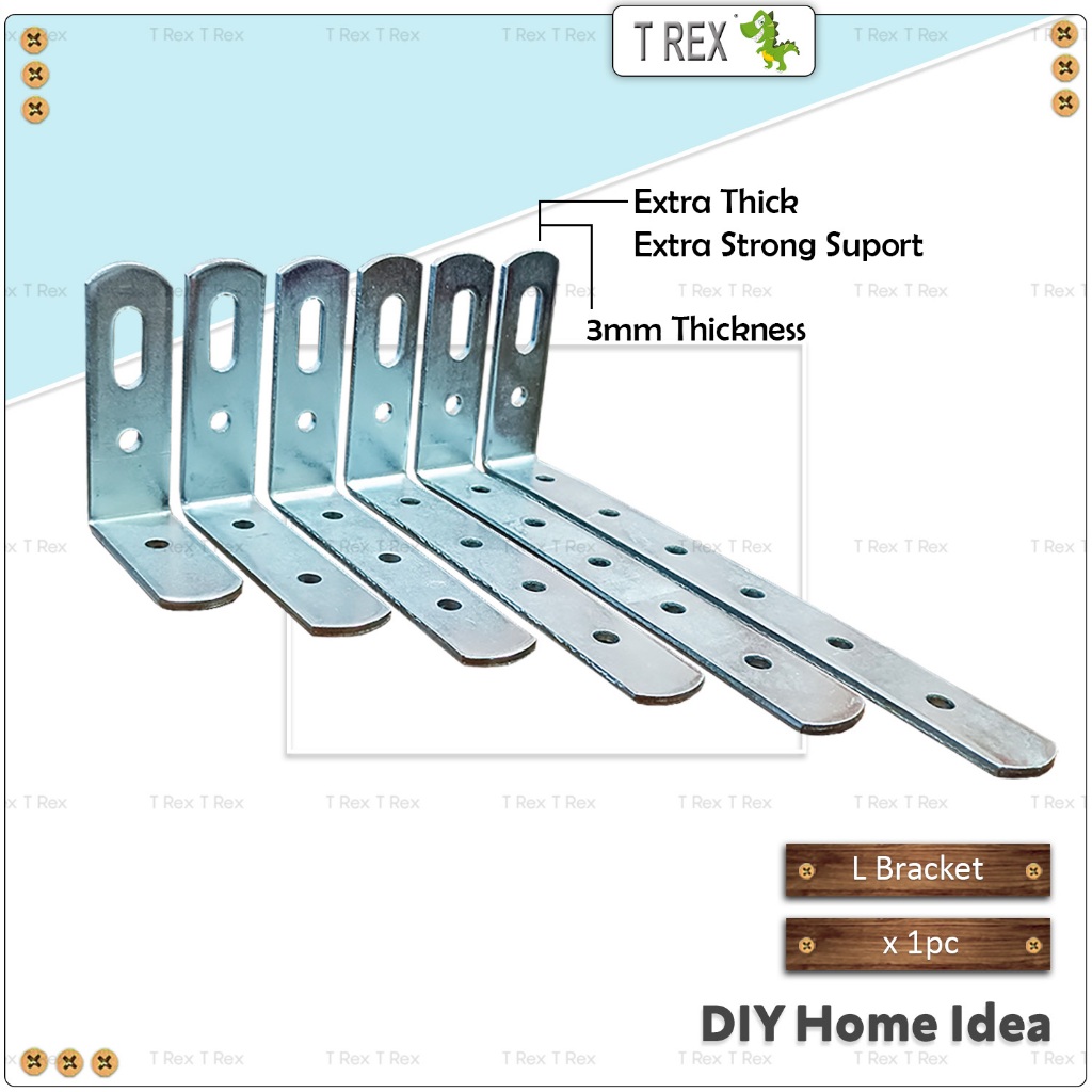 T Rex DIY Extra Thick Steel Metal Angle L Bracket / Wall Shelf L Join ...