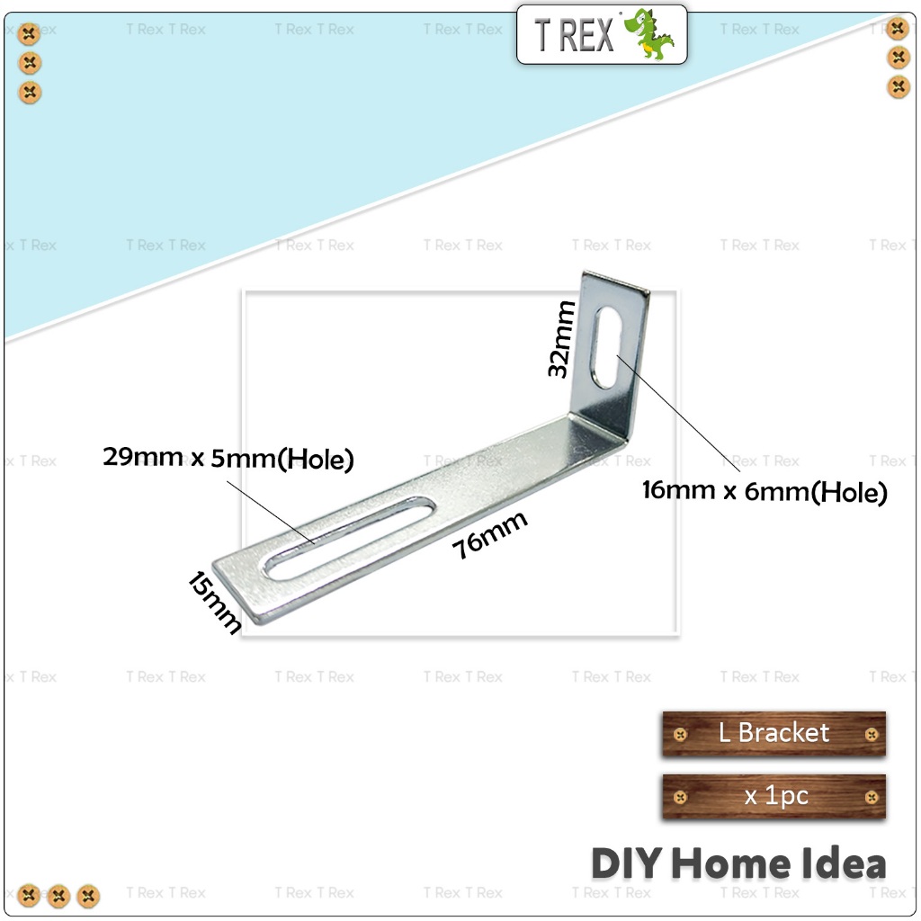 T Rex DIY 76mmx31mmx15mm L Shaped Metal Steel Bracket Zinc / Home ...
