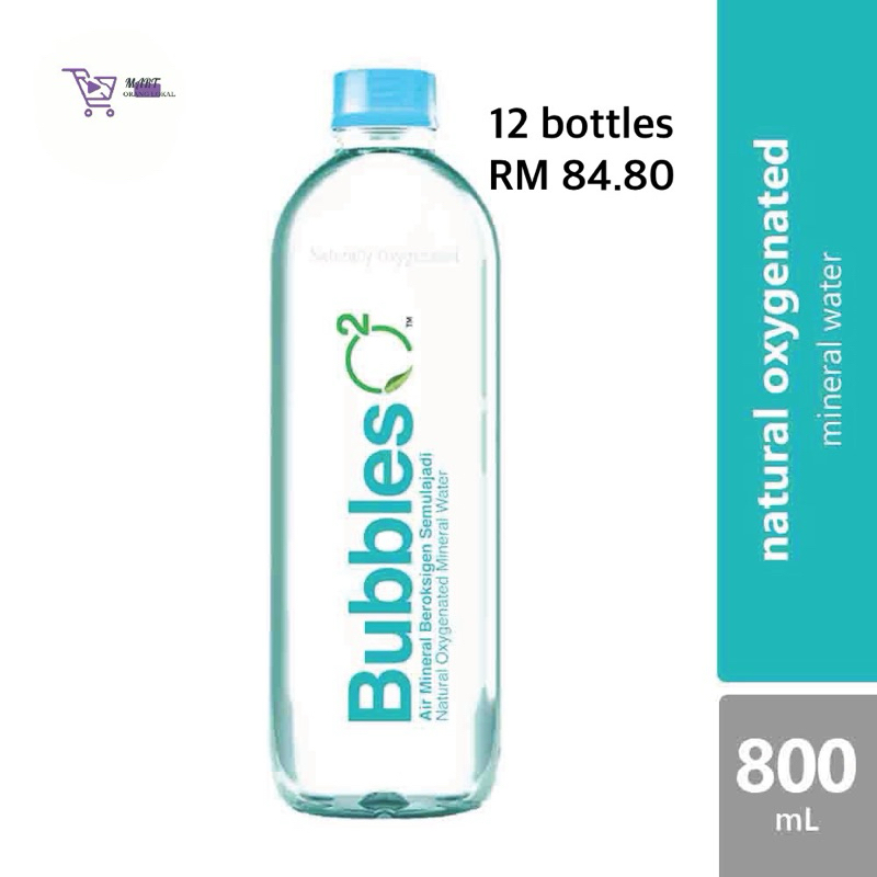 BUBBLES O2 OXYGENATED WATER (800ml x 12 botol) AIR MINERAL SEMULAJADI ...