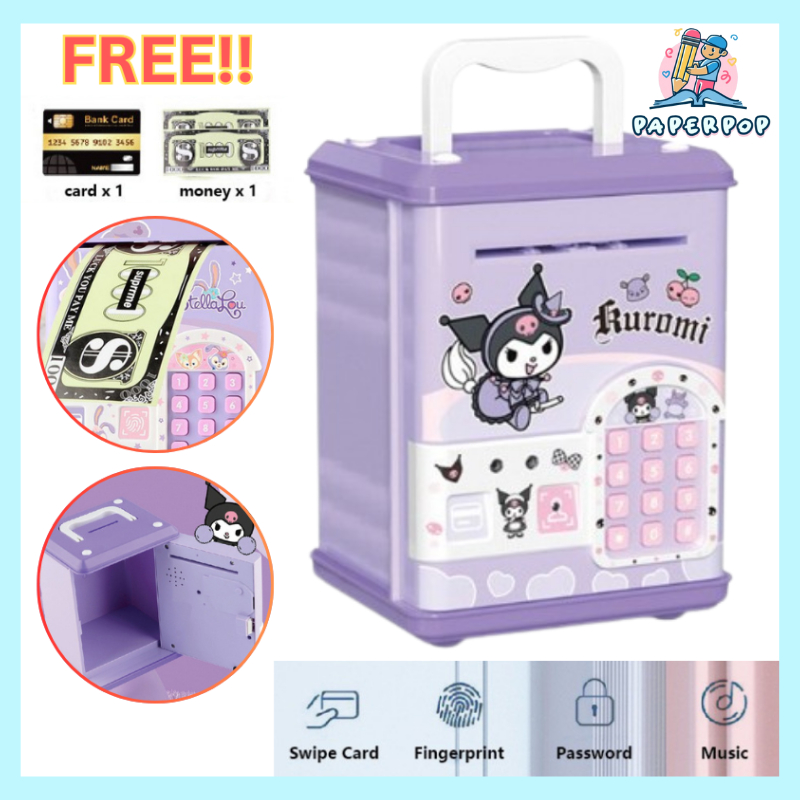 Kuromi Cartoon Piggy Bank Money Saving Box Coins Bank Kids ATM Machine ...