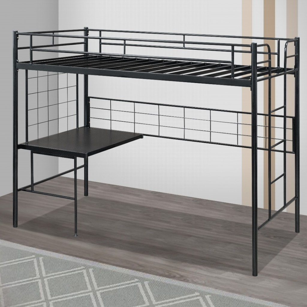 [READY STOCK KEDAH] Loft Single Size Metal Bedframe with Study Table ...