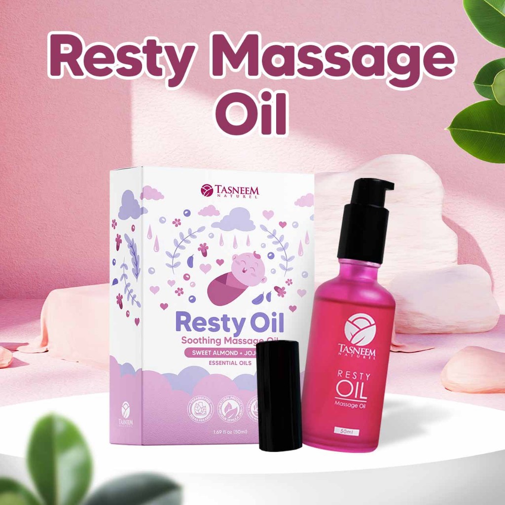 Tasneem Naturel Resty Massage Oil (50ml) Minyak Urut Bayi, Lembut Kulit ...