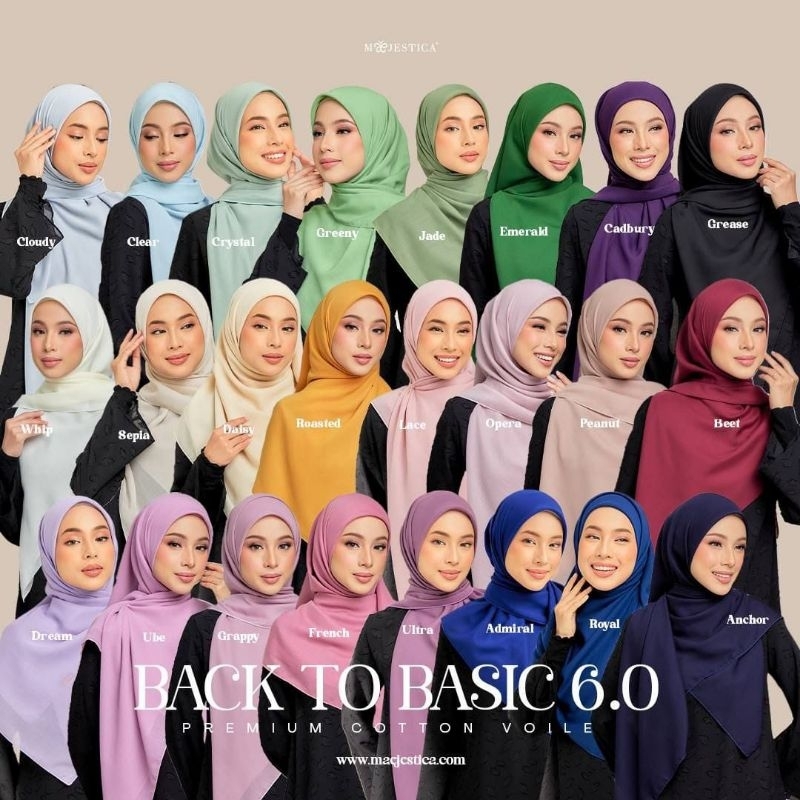 (D) Tudung Maejestica Back to Basic 5.0 Bidang 47| 50| 60 | Shopee Malaysia