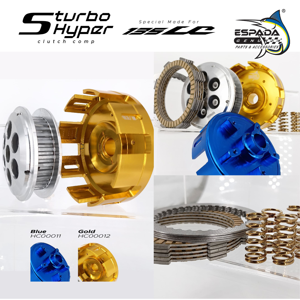 S TUBRO HYPER CLUTCH COMPLETE ESPADA LC135 LC1354S BLUE GOLD | Shopee ...