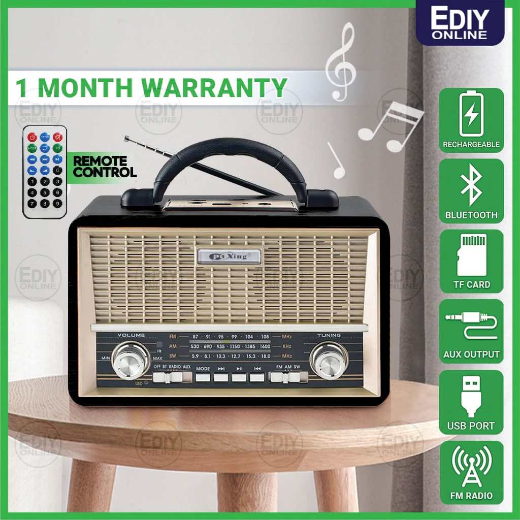 [ Classic BlackWood ] Antique Vintage Retro FM Radio Rechargeable ...