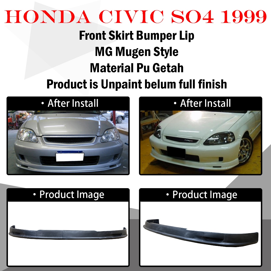 HONDA CIVIC EK EJ SO4 1999 MG STYLE FRONT SKIRT FRONT BUMPER LIP ...