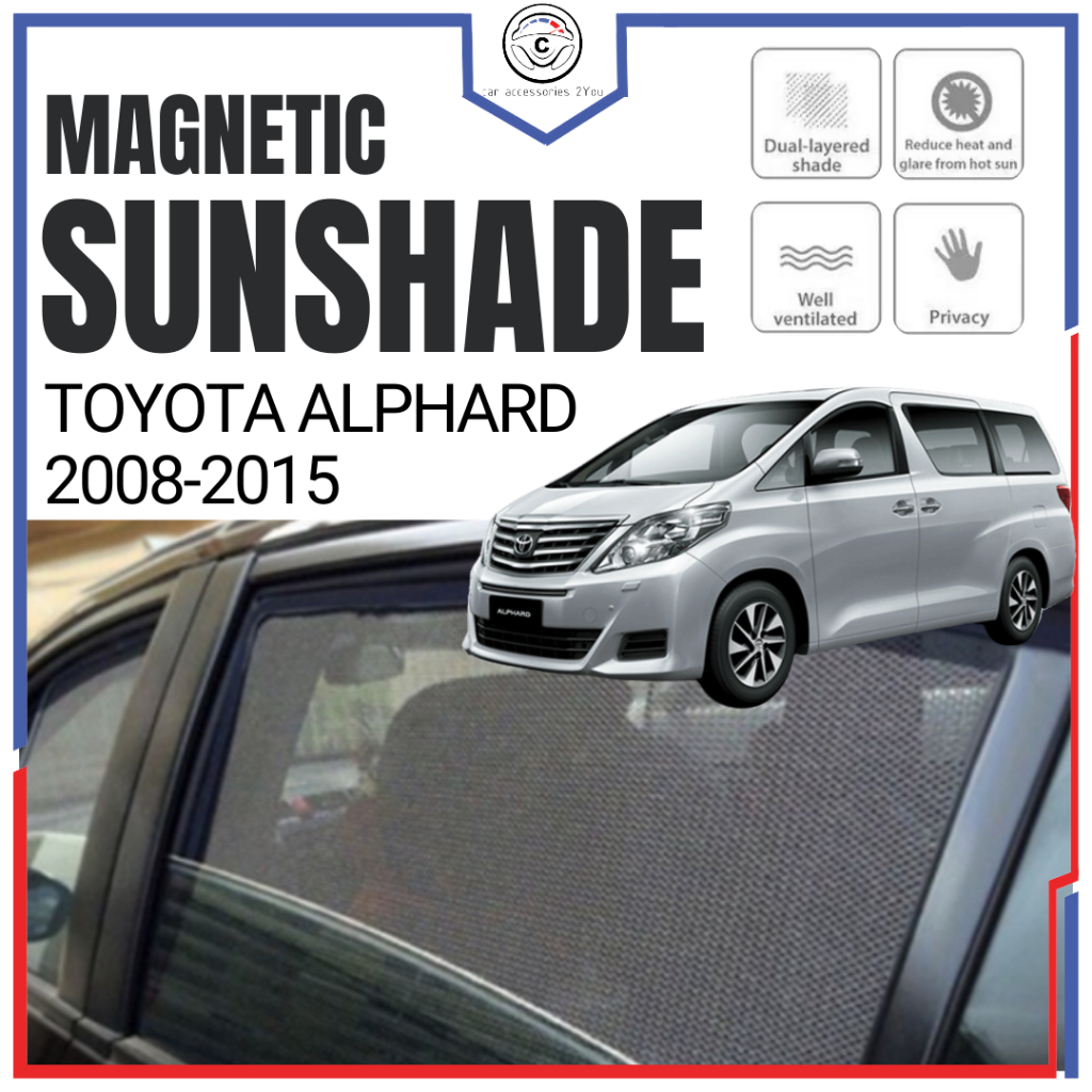 Toyota Alphard/Vellfire 2008 - 2015 (ANH20) OEM Magnetic Sunshade 6PCS ...