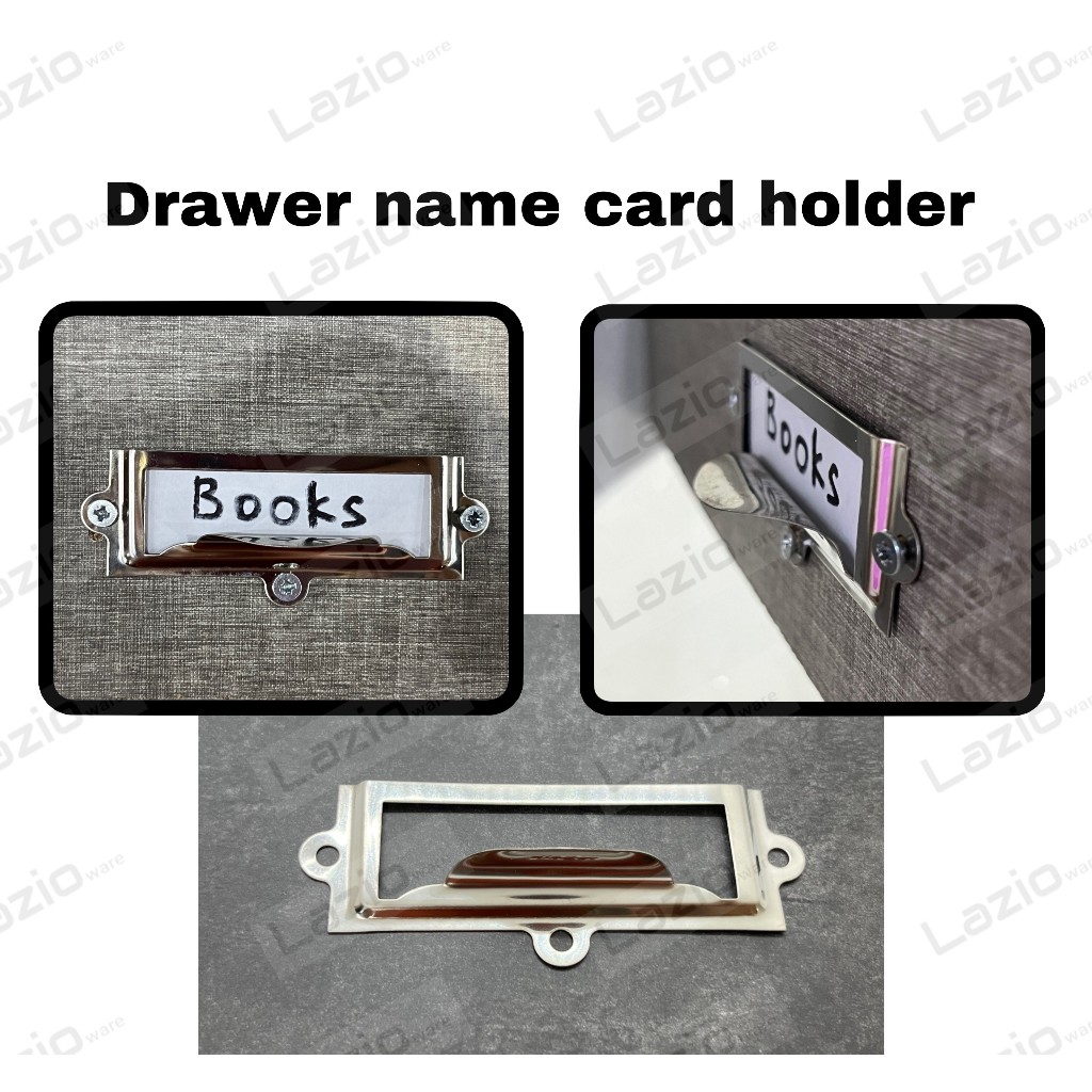Drawer name tag stainless steel pull frame card holder with screw ...