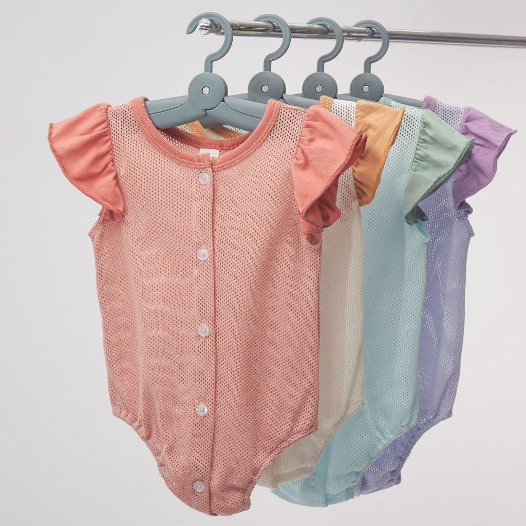 Happybiri EYELET Baby Girl Rompers With Contrass Sleeve | 0-24 Months ...