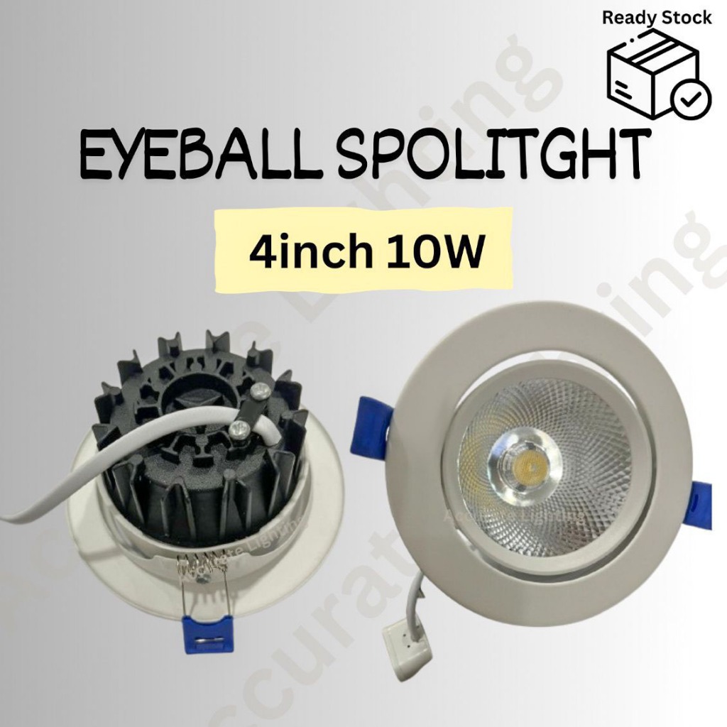 PREMIUM LED COB Recessed Ceiling Eyeball 10W | 4200K | 4 inch | Shopee ...