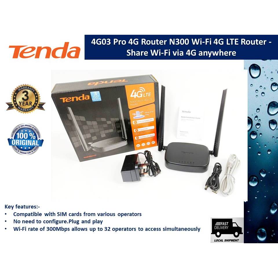 Tenda 4G Router N300 Wi-Fi 4G LTE Router (4G03 Pro) - Share Wi-Fi via ...