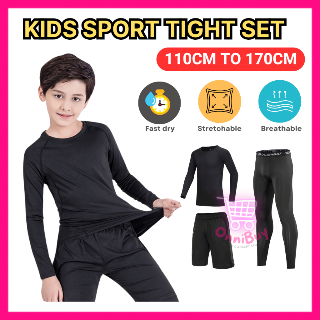 Set ketat budak lelaki kids tight pants compression sport tight set boy ...