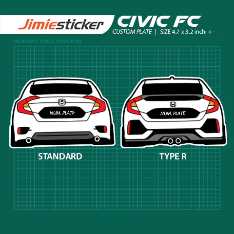 Sticker Kereta Honda Civic FC, Sticker Belakang, Custom Sticker, Car ...