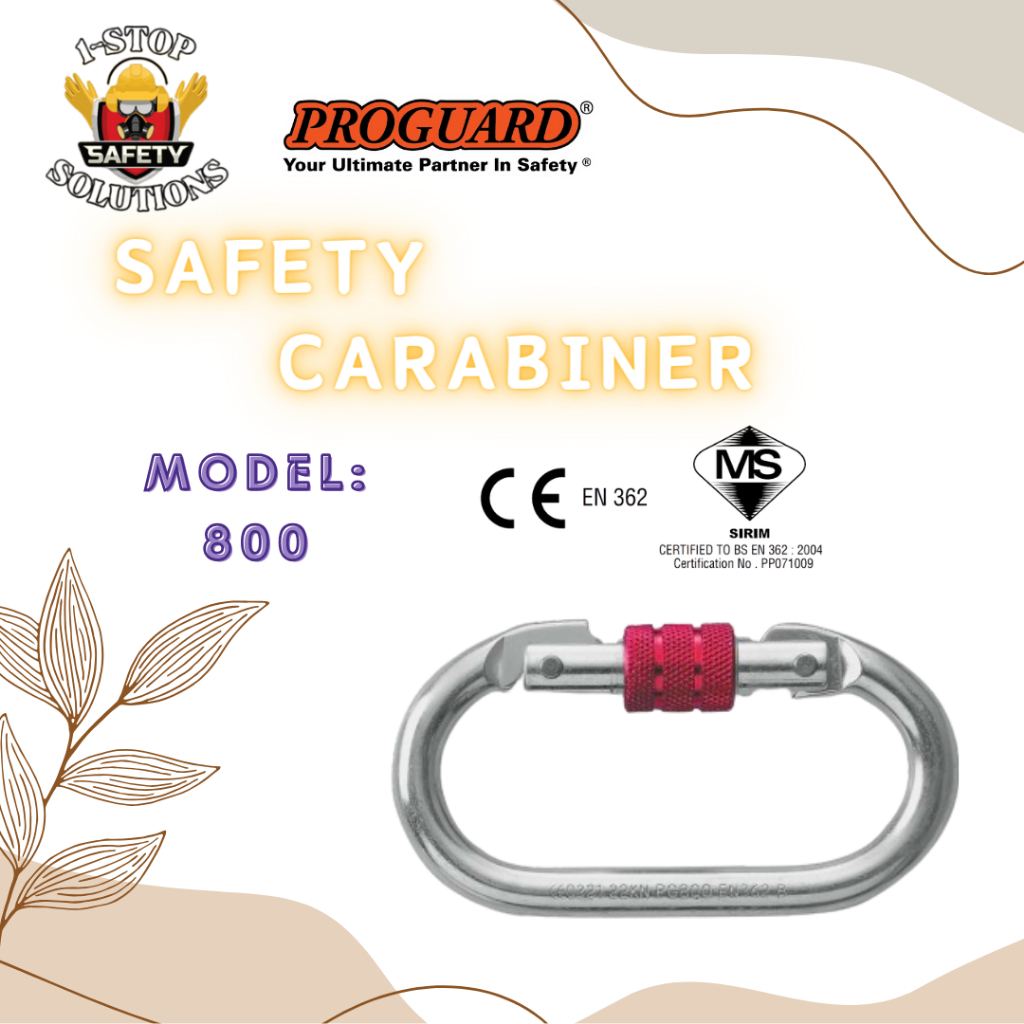Proguard Safety Self-Closing Steel Carabiner c/w Aluminium Manual Screw ...
