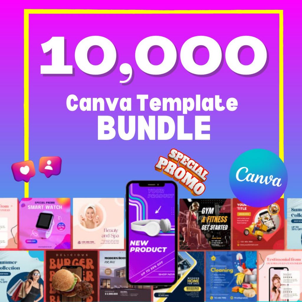 10,000 Mega Canva Template Bundle | High Quality Canva Template ...