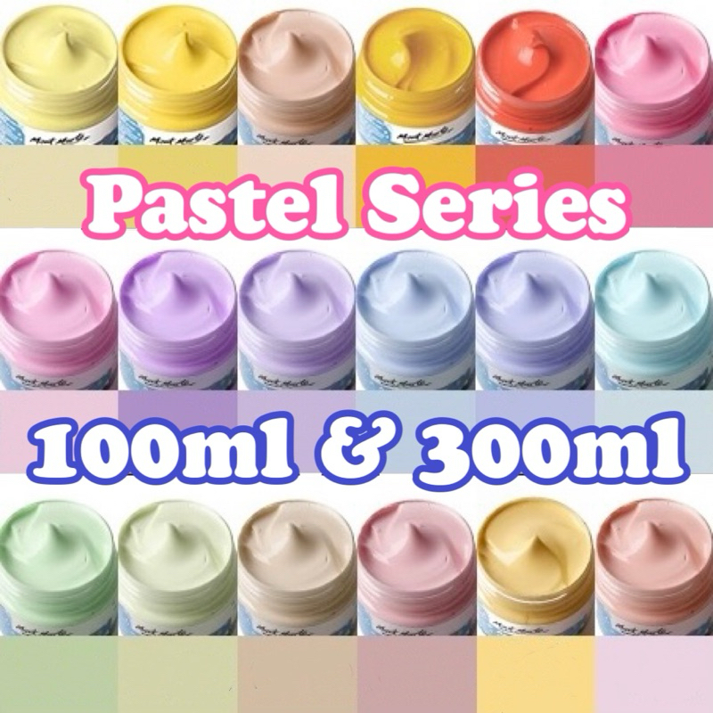 🇲🇾 Mont Marte Pastel Acrylic Paint 100ml 300ml Pots 18 Colors Pastel ...