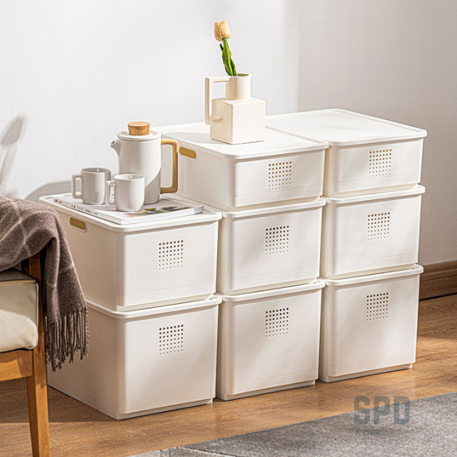Heave Duty Stackable White Storage Box Organizers with wheel Lid ...
