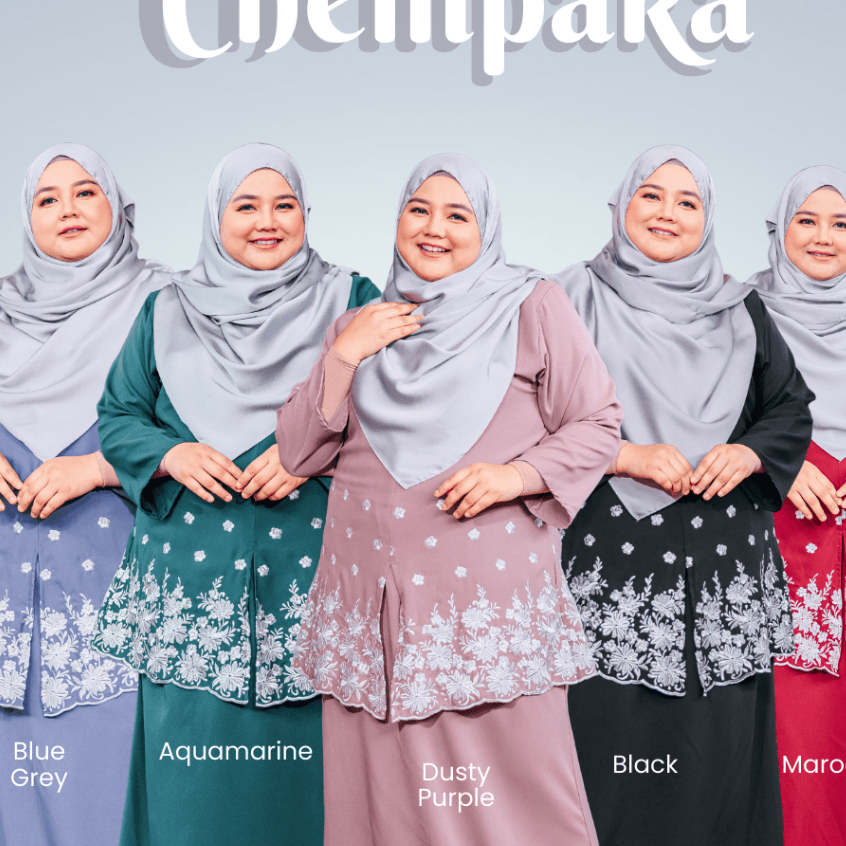 KURUNG WANITA SET MUSLIMAH SULAM CHEMPAKA 3XL-6XL by QURAYA - READY STOCK, BAJU RAYA 2024 ...