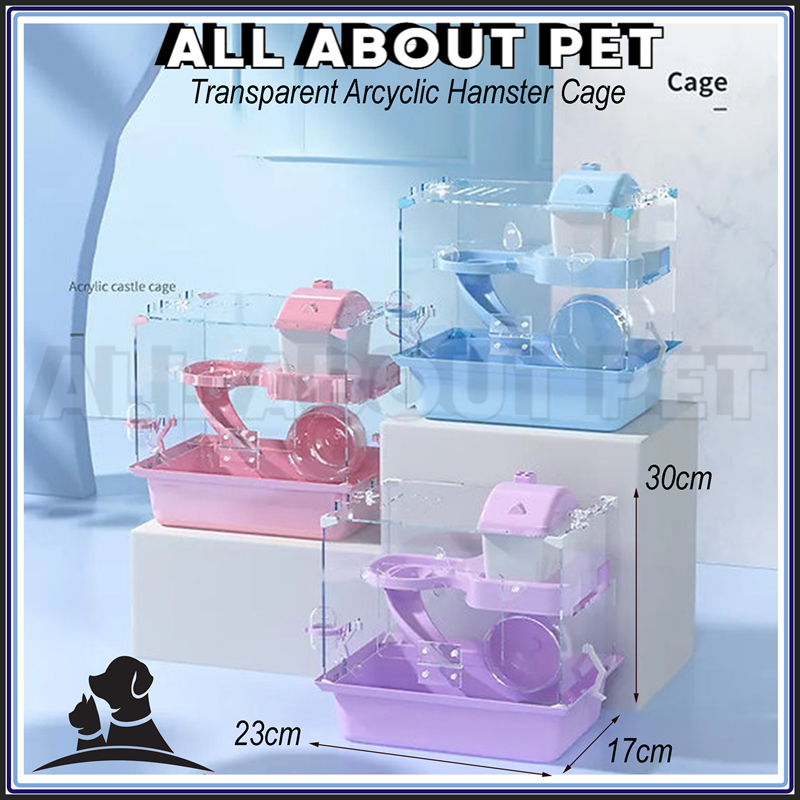 Crystal Storey Villa Cage Hamster Running Wheels Water Bottle Food ...