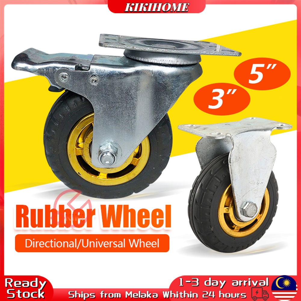 3" 5''(75MM) HEAVY DUTY CASTER ROLLER RODA TROLLEY WHEEL BLACK RUBBER ...