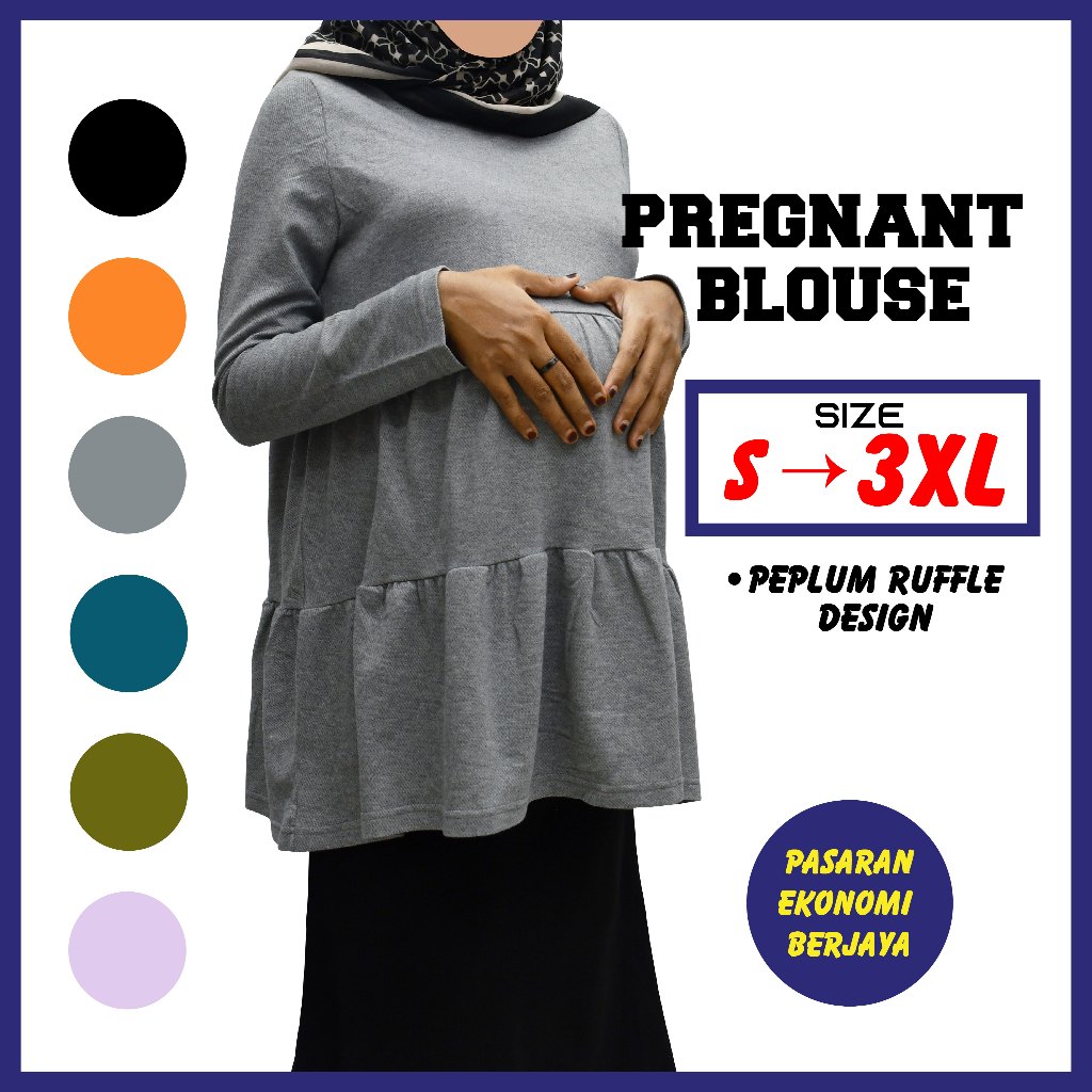 PREGNANT PEPLUM BLOUSE / BAJU SESUAI UNTUK MENGANDUNG / BAJU ROPOL ...