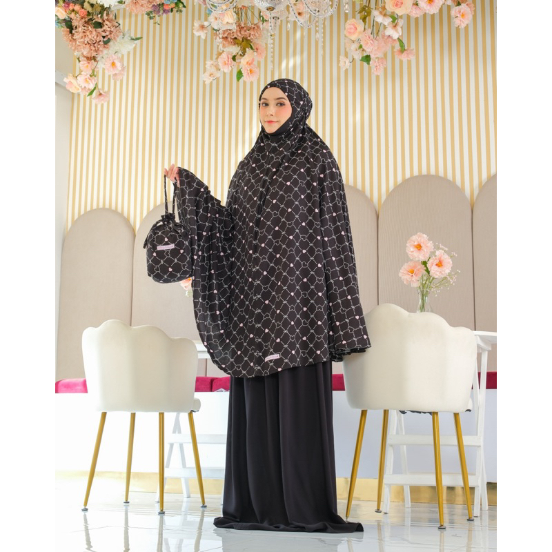 Telekung Delayla Premium with Tumbler Love Edition Black | Shopee Malaysia