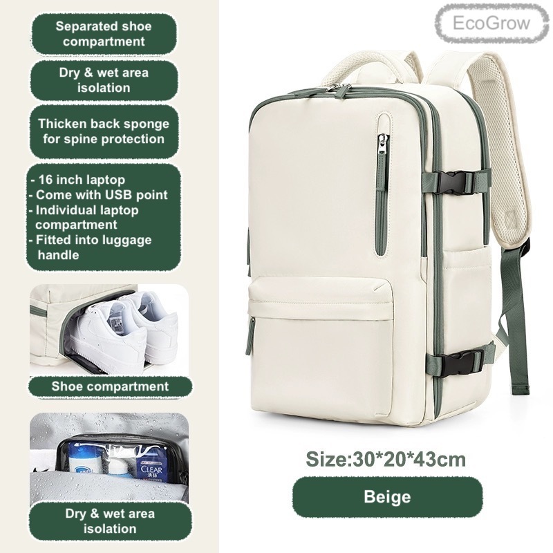 [ECOGROW] MY Malaysia Ready Stock 35L Travel Backpack Men Waterproof ...