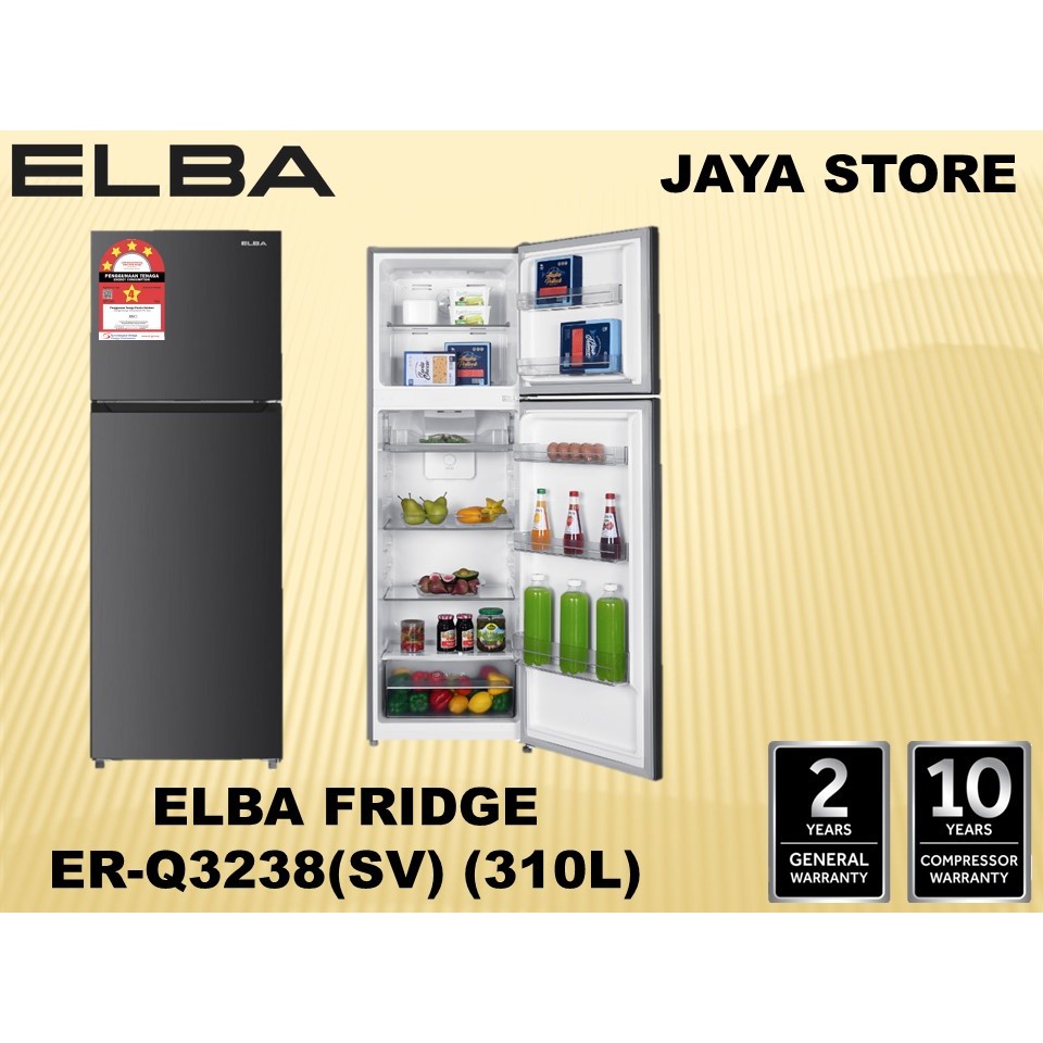 [2024 NEW] Elba 310L Fridge 2 Doors ER-Q3238(SV) Peti Sejuk (NO FROST ...
