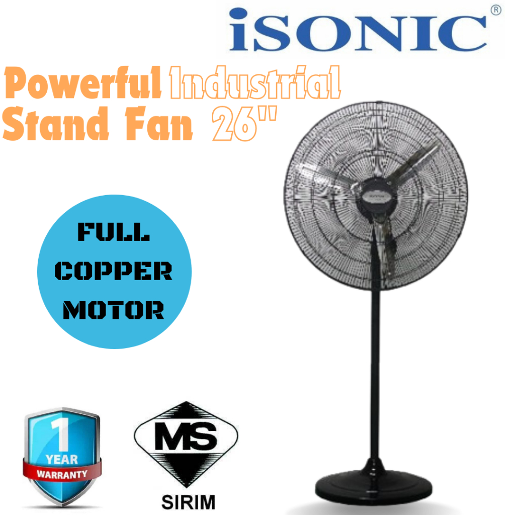 ISONIC HEAVY DUTY POWERFUL 26" INDUSTRIAL STAND FAN , IF-650, Kipas ...