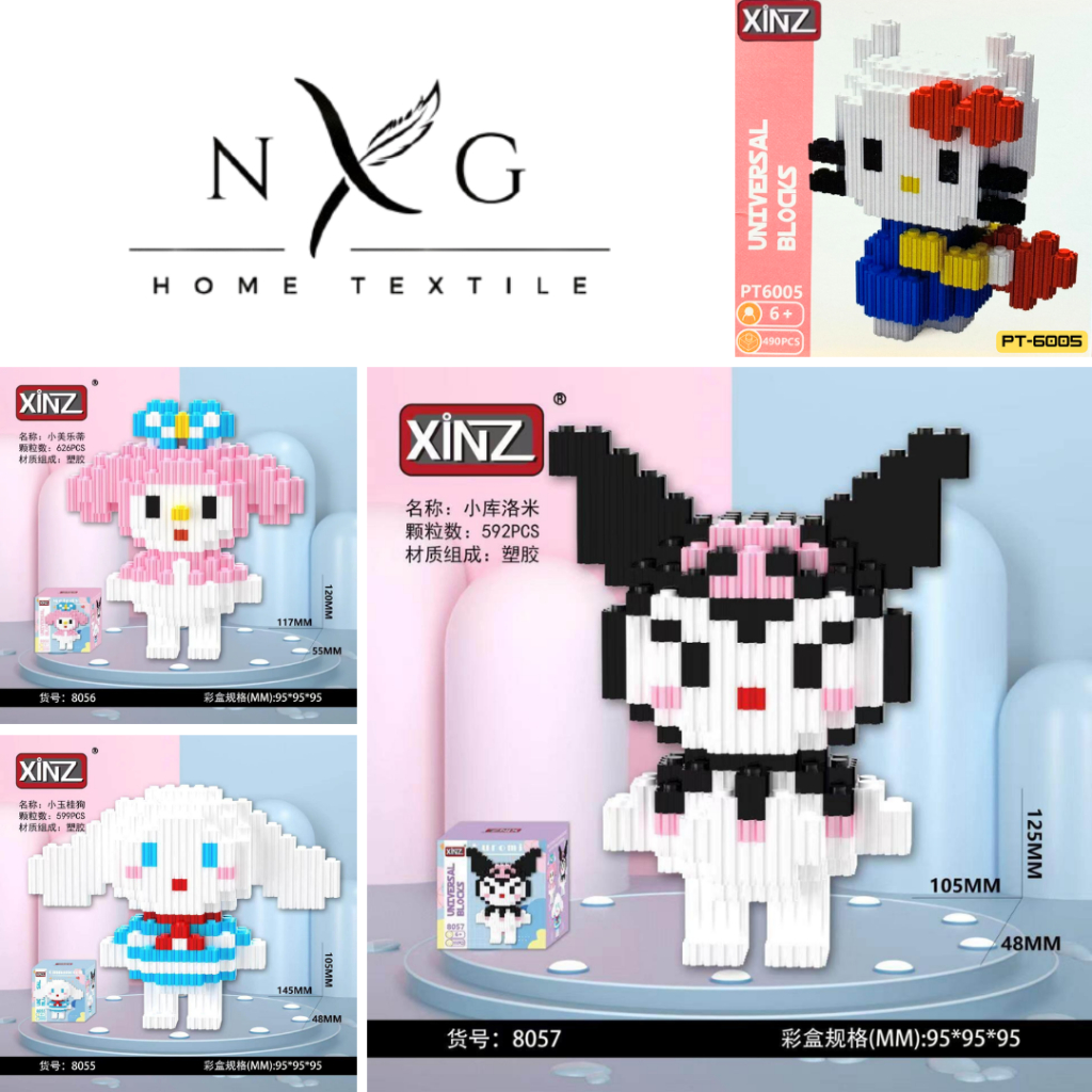 XINZ cartoon kids BLOCKS Kuromi & Hello Kitty BEARBRICK BLOCKS | Shopee ...