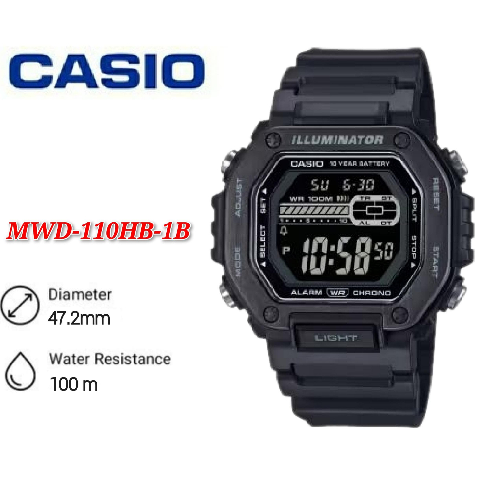 Casio MWD-110HB-1B with metal bezel, 10-year battery, enhanced ...