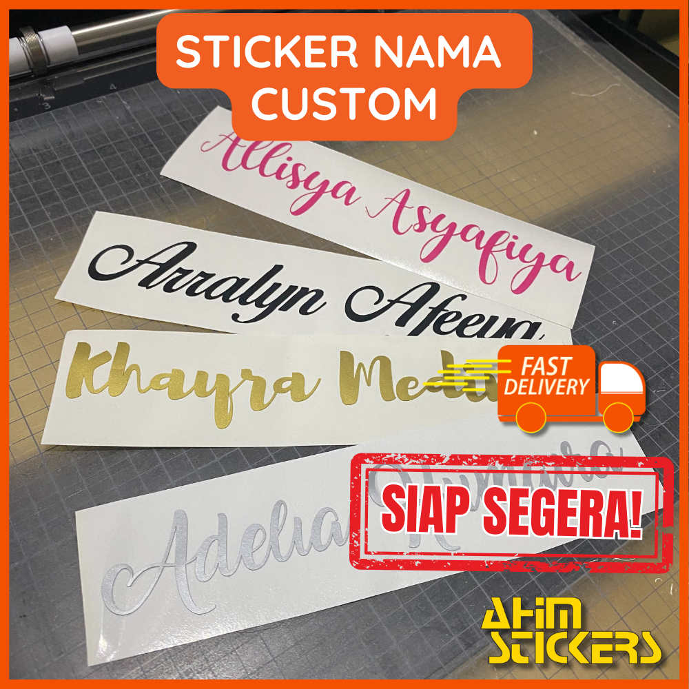 Sticker Nama Custom / Sticker Thermos / Sticker Kereta / Sticker Custom ...