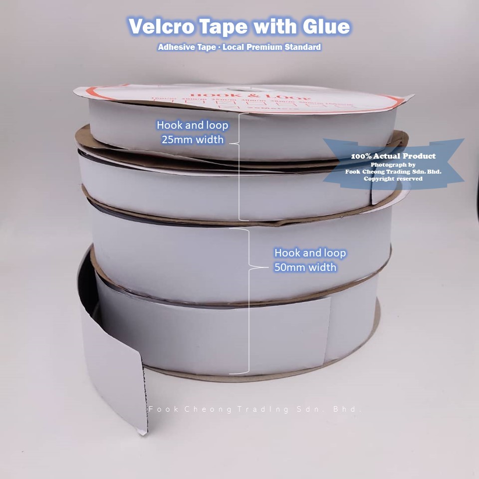 AdhesiveVelcroTape Velcro tape with Glue(20,25,50,100)mm 25meters/Roll ...